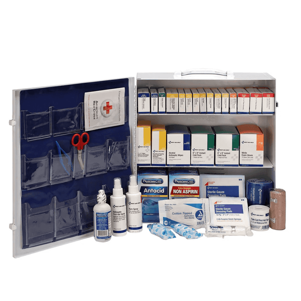 100 Person ANSI B+ 3 Shelf First Aid Cabinet – Safety Kits Plus