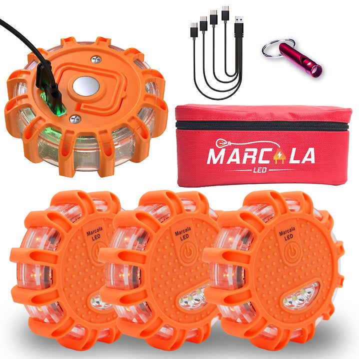 LED Road Flares Rechargeable 4-Pack – High-Visibility Safety Lights ...