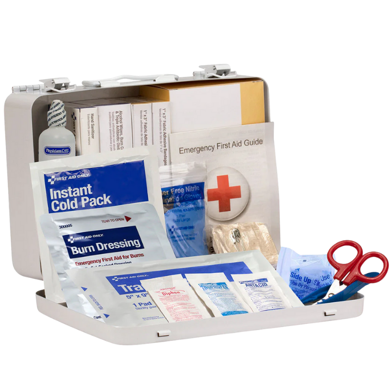 Trucker First Aid Kit Metal Case– ANSI Compliant – Safety Kits Plus