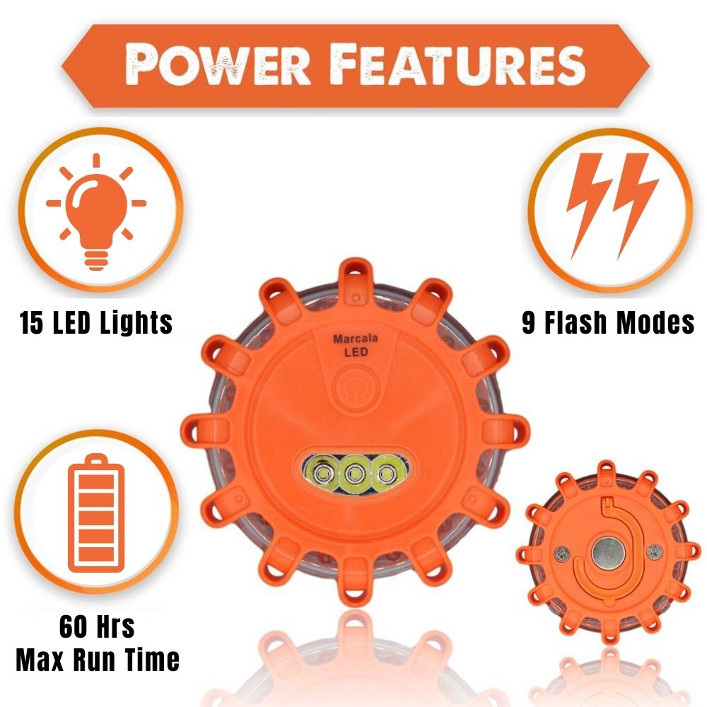 LED Road Flares (6-Pack) – Emergency Lights with Batteries & Tools ...