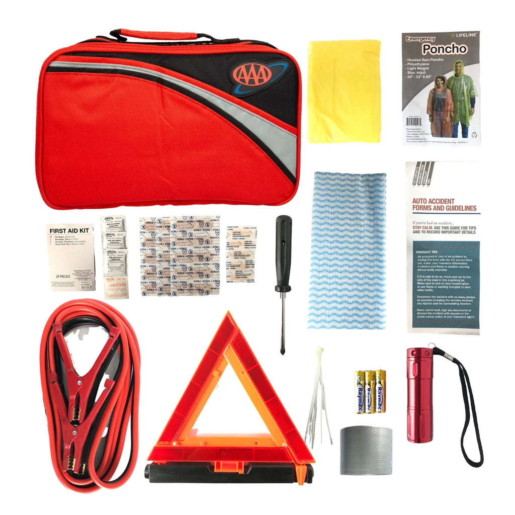AAA Traveler Roadside Emergency Kit – 64-Piece Car Safety Kit – Safety ...